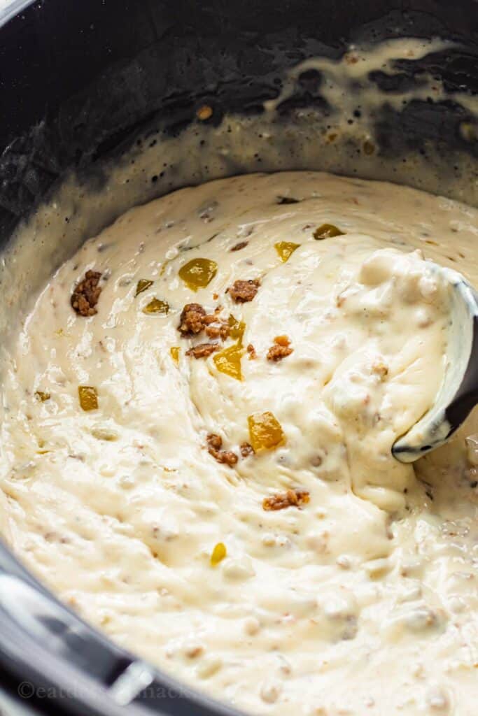 White Queso Dip with Sausage | Eat Dessert Snack